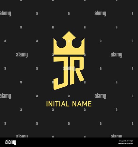 Monogram Jr Logo Shield Crown Shape Elegant And Luxury Initial Logo Style Vector Graphic Stock