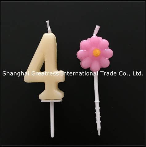 Instant Reply Pure Paraffin Number 4 Birthday Candles On Sticks Yellow