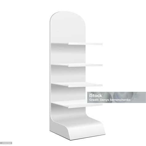 소매 선반 거래 랙 빈 빈 쇼케이스 디스플레이 모의 최대 템플릿 흰색 배경에 격리된 그림입니다 설계 준비 완료 제품 광고 벡터 Eps10 매장 상품진열에 대한 스톡 벡터