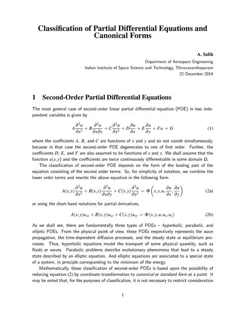 canonical form classification of partial differential equations and