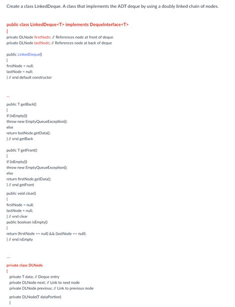 Solved Create A Class Linkeddeque A Class That Implements