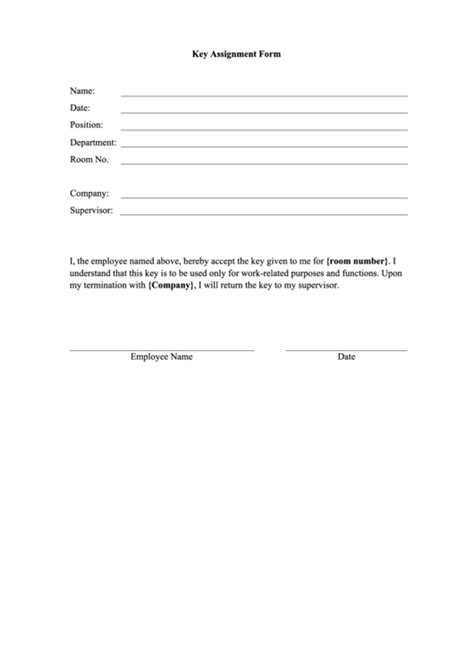 Key Assignment Form Printable Pdf Download