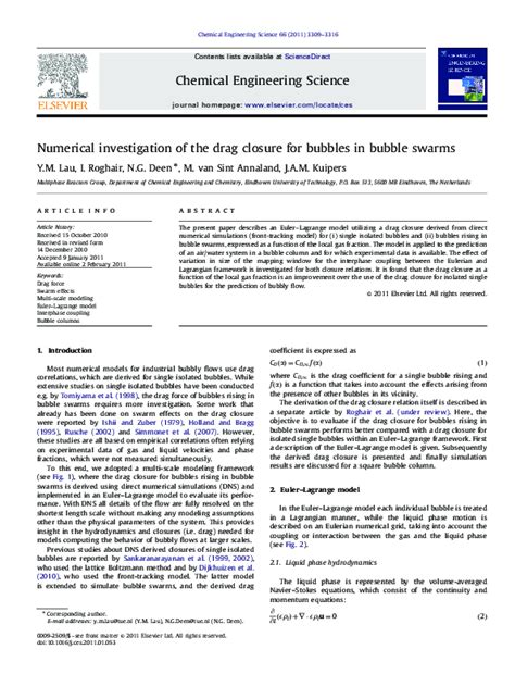 Pdf Numerical Investigation Of The Drag Closure For Bubbles In Bubble