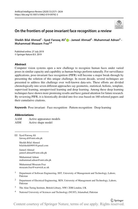 On The Frontiers Of Pose Invariant Face Recognition A Review Request PDF
