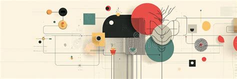 Complex Mind Map Connecting Abstract Geometric Shapes Stock