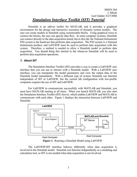 Simulation Interface Toolkit Sit Tutorial