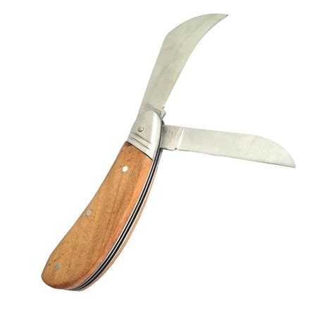 Нож за присаждане с две остриета крив и извит дървена дръжка Emag Bg