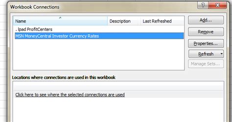 sql ms excel existing connection strings correspond to which