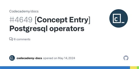 Concept Entry Postgresql Operator Invocations Issue 4649