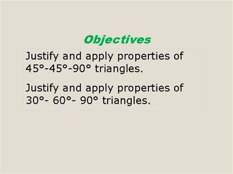 Geometry B Chapter Lesson Special Right Triangles