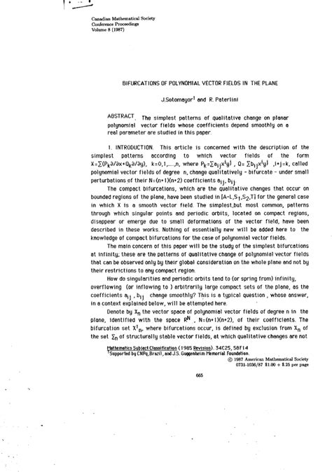 Pdf Bifurcations Of Polynomial Vector Elds In The Plane Oscillation Bifurcation And Chaos
