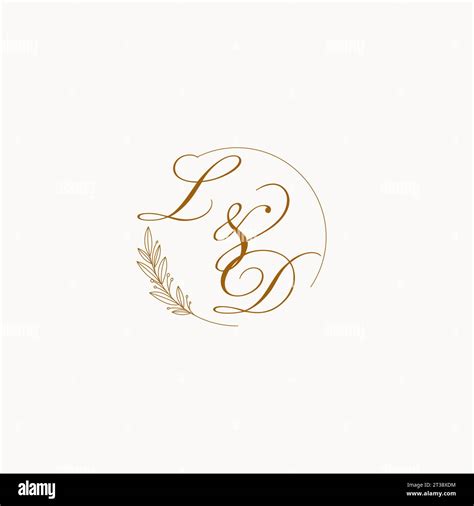 Initials Ld Wedding Monogram Logo With Leaves And Elegant Circular Lines Vector Graphic Stock