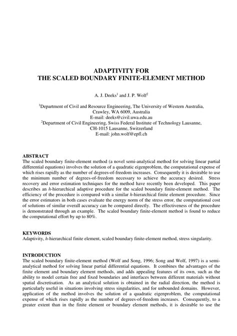 Pdf Adaptivity For The Scaled Boundary Finite Element Method