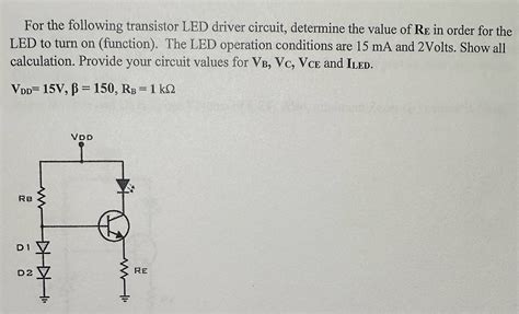 Solved For The Following Transistor Led Driver Circuit