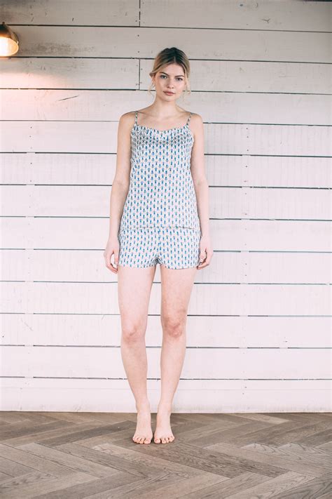 Mulberry Silk Camisole And Shorts Set Blue Grey The Ethical Silk Co The Ethical Silk Company