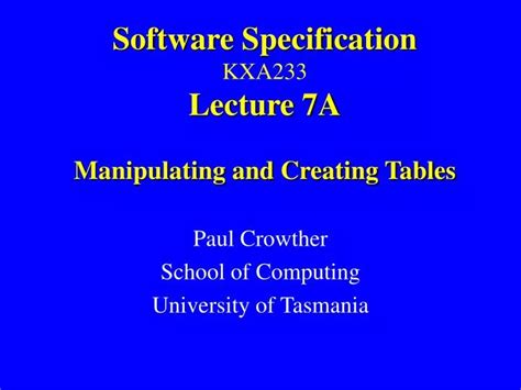 Ppt Software Specification Kxa233 Lecture 7a Manipulating And