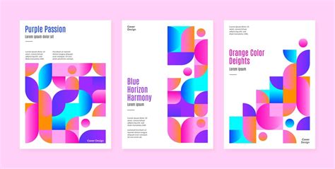 추상 그라데이션 표지 템플릿 세트 무료 벡터