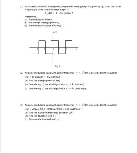 Solved 1 In An Amplitude Modulation System The Periodic