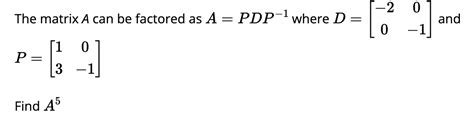 Solved The Matrix A Can Be Factored As A PDP Where Chegg Com