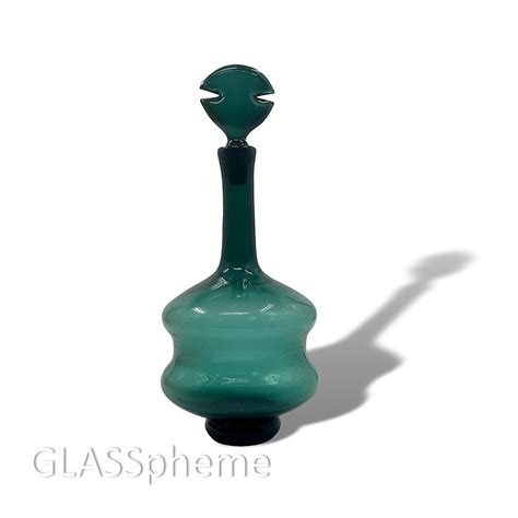 Blenko Husted 5720 Napoleon Glass Decanter In Rare Juniper Museum