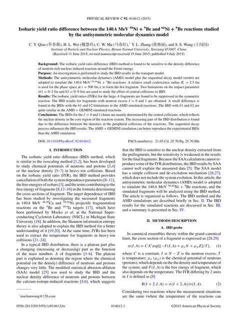 Pdf Isobaric Yield Ratio Difference Between The 140 A Mev 58 Ni 9