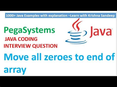 Java Program To Move All Zeroes To End Of Array Learn With Krishna Sandeep YouTube