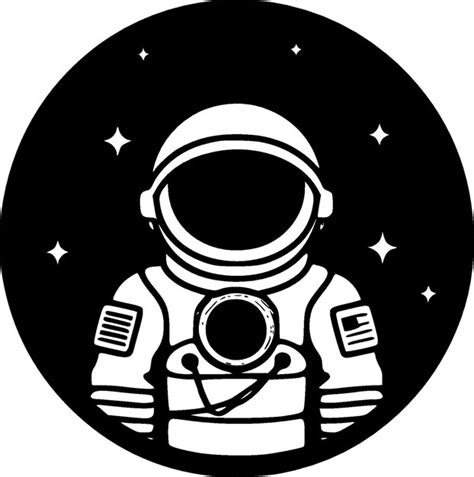 우주 비행사 미니멀리스트 및 플랫 로고 벡터 일러스트 프리미엄 벡터