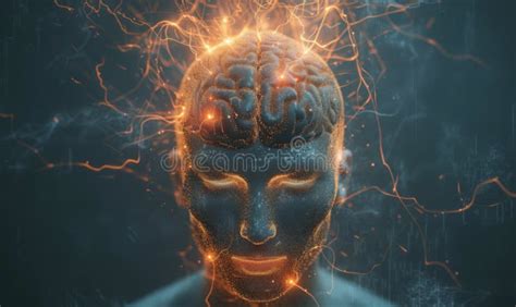 Human Head With Glowing Neuron In Brain Futuristic And Technology Concept Stock Illustration