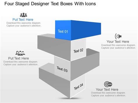 Kr Four Staged Designer Text Boxes With Icons Powerpoint Template PowerPoint Shapes