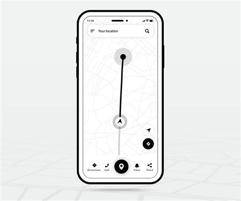 map gps navigation ux ui outline smartphone map application and