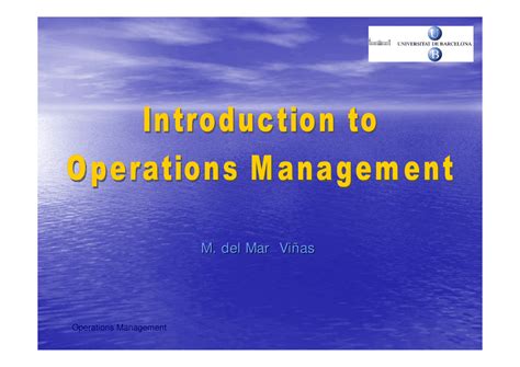 Topic 1 Introduction Operations Management Apuntes De Administración