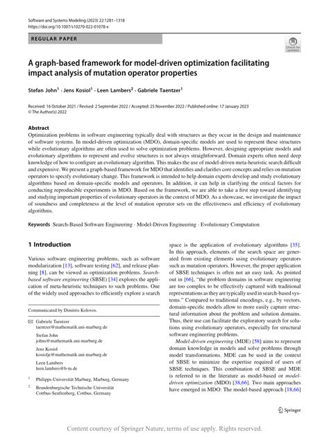 PDF A Graph Based Framework For Model Driven Optimization