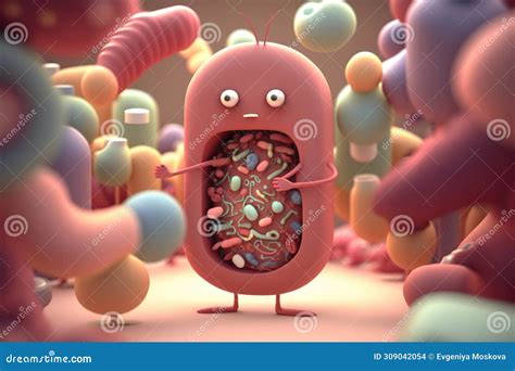 Cartoon Microbe With Visible Inner Anatomy Stock Illustration Illustration Of Health Anatomy