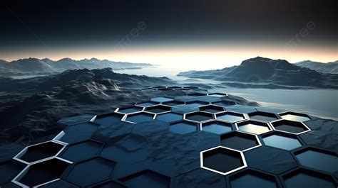 구름과 산이 있는 미래형 3d 육각형 풍경 육각형 패턴을 연결하는 3d 디지털 풍경 고화질 사진 사진 배경 일러스트 및 사진 무료 다운로드 Pngtree