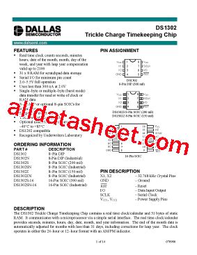 DS1302 Datasheet PDF Dallas Semiconductor