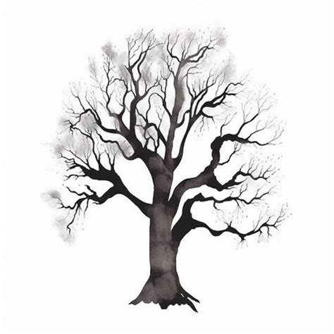 Premium Photo A Black And White Drawing Of A Tree With No Leaves Generative Ai