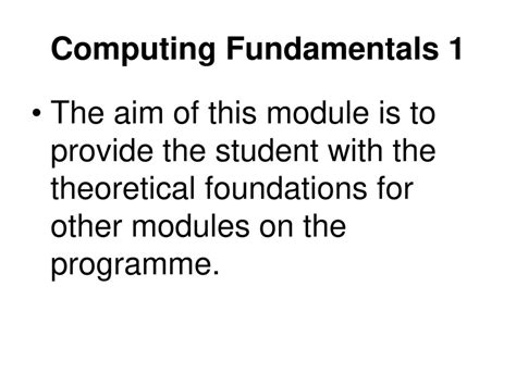 Computing Fundamentals 1 Lecture 0 Ppt Download