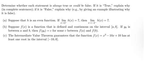 solved determine whether each statement is always true or