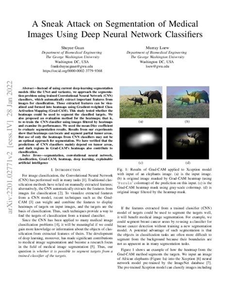 Pdf A Sneak Attack On Segmentation Of Medical Images Using Deep Neural Network Classifiers