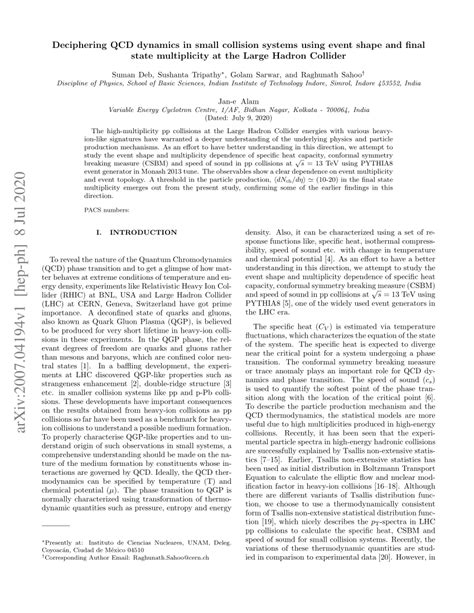 Pdf Deciphering Qcd Dynamics In Small Collision Systems Using Event Shape And Final State