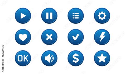 Vector Menu Button Game Template Gui Kit Button Interface For Build Web And Mobile Games And