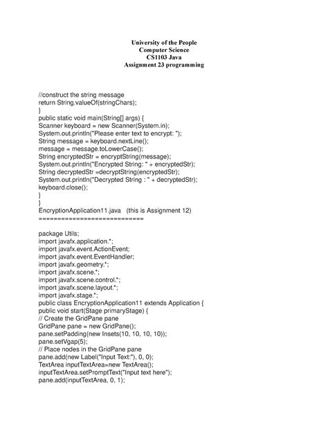 Assignment 23 University Of The People Computer Science Cs1103 Java Assignment 23 Programming