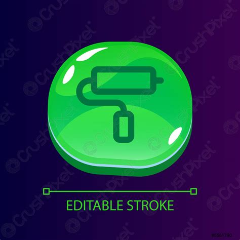 Roller Brush Glossy Ui Button With Linear Icon Stock Vector Crushpixel