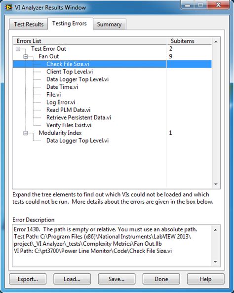 vi analyzer error 1430 ni community