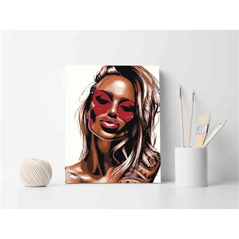 Комплект за рисуване по номера Момиче с очила 3045 памучно платно върху дървена рамка 60х80 см