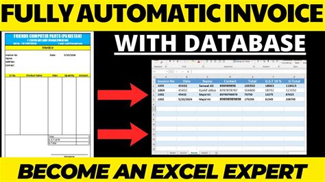 Fully Automatic Invoice In Excel Invoice In Excel With Database Excel Automation Youtube