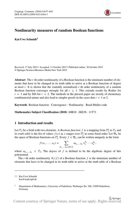 Nonlinearity Measures Of Random Boolean Functions