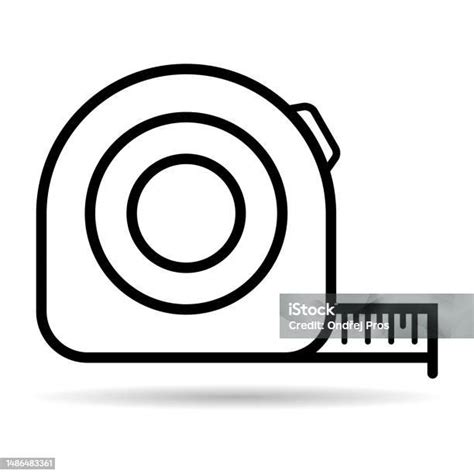 측정 테이프 아이콘 그림자 측정 도구 개념 디자인 기호 악기 평면 벡터 그림 개념에 대한 스톡 벡터 아트 및 기타 이미지