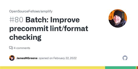 Batch Improve Precommit Lintformat Checking · Issue 80 · Opensourcefellowsamplify · Github