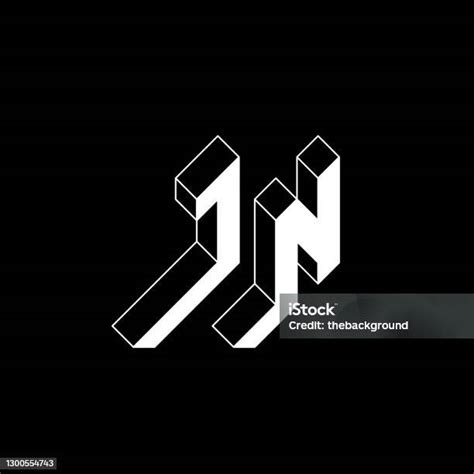 3 차원 원본 문자입니다 Jn 로고 또는 2 문자 코드 설계를 위한 Isometric 3d 글꼴입니다 편지 J와 N 모노그램 또는 로고 타입 0명에 대한 스톡 벡터 아트 및